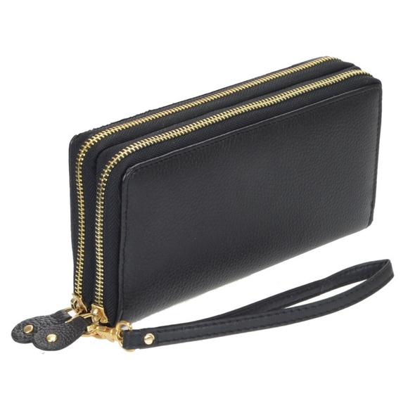 Bags | Womens Leather Rfid Organizer Double Zipper Wallet | Poshmark